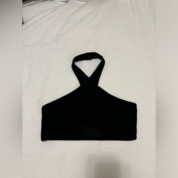 Zara | Tops | Halter Cross Top In Black | Poshmark